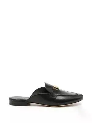 Tory Burch Gold-tone Logo-plaque Mules - Black