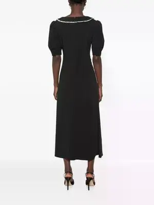 Alessandra Rich Cady Lace-trim Collar Midi Dress