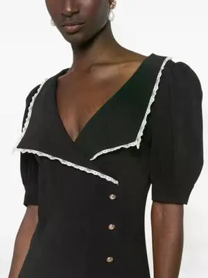 Alessandra Rich Cady Lace-trim Collar Midi Dress