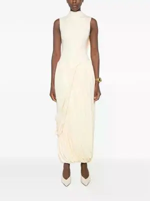 ABADIA Mock-neck Draped Maxi Dress