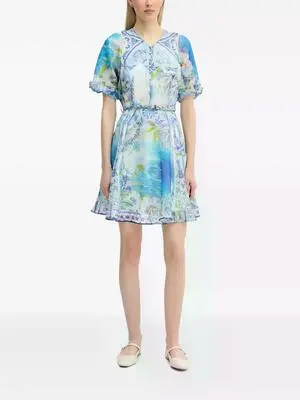 Hale Bob Cyrilla Floral-print Belted Mini Dress - Blue