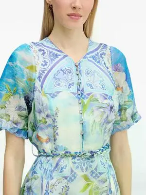 Hale Bob Cyrilla Floral Print Belted Mini Dress