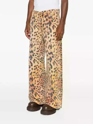 R13 Leopard-print Wide-leg Trousers