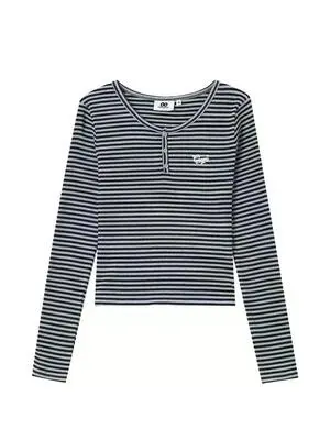 CHOCOOLATE Striped Ribbed Top - Grey
