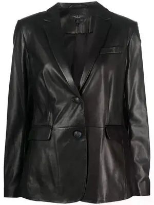 Rag & Bone Charles Single-breasted Leather Blazer - Black