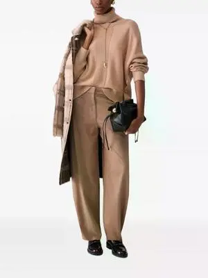 Liu Jo Balloon Pants In Herringbone Fabric - Neutrals