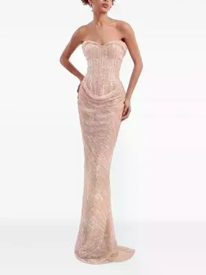GEMY MAALOUF Strapless Sweetheart Neckline Gown With Bead Embellishments