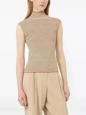 Max Mara Sleeveless Viscose Crepe Polo-neck Sweater - Neutrals