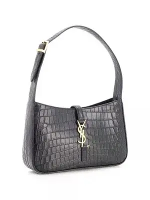 Saint Laurent Le 5 A 7 Crocodile Embossed Leather Small Hobo Bag