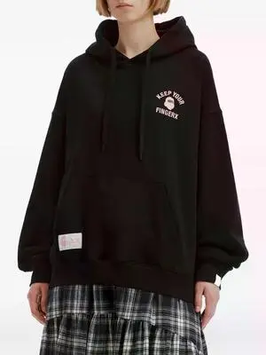 FINGERCROXX Slogan-embroidered Drawstring Hoodie