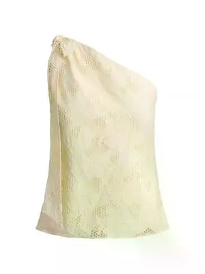 Ralph Lauren One-shoulder Floral-eyelet Voile Blouse - Neutrals