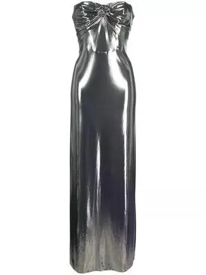 Magda Butrym Strapless Metallic Maxi Dress - Silver