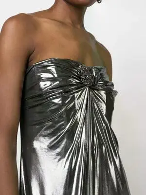 Magda Butrym Strapless Metallic Maxi Dress