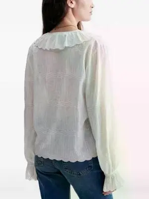Vanessa Bruno Helea Ruffled-collar Embroidered Blouse