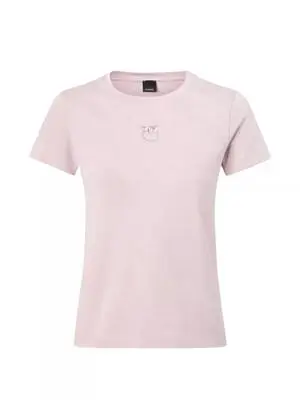 Pinko Cotton T-shirt With Love Birds Logo - Pink