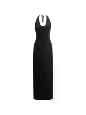 THE ARKOW Cara Halterneck Silk Maxi Dress - Black