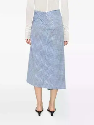 6397 Gingham-check Asymmetric Wrap Skirt