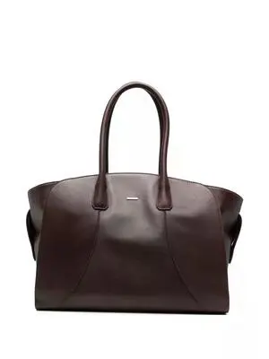 Emporio Armani Logo-plaque Leather Tote Bag - Brown