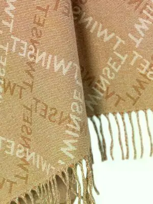 TWINSET Logo-print Fringed Scarf - Neutrals
