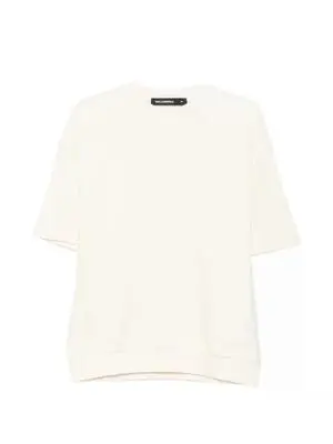 Karl Lagerfeld Logo-embroidered Ribbed-trim T-shirt - Neutrals