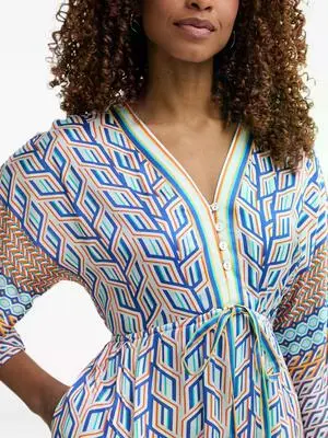 Hale Bob Theia Geometric-print Tiered Mini Dress