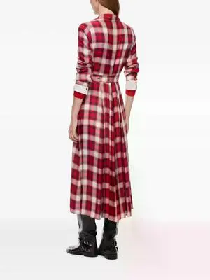 Pinko Long Shirt Dress With Check Pattern And Belt