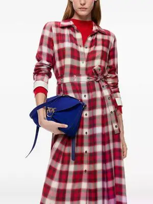 Pinko Long Shirt Dress With Check Pattern And Belt