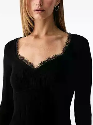 TWINSET Lace-trim Ribbed Sweater