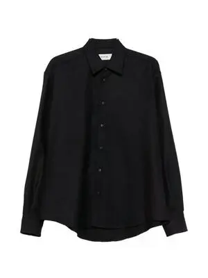 SPINA Herringbone-weave Button-down Shirt - Black