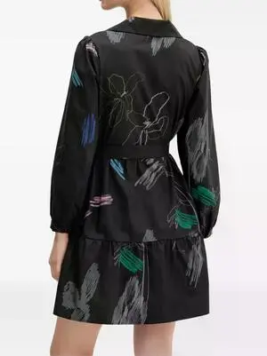 Desigual Floral-print Belted Mini Shirt Dress
