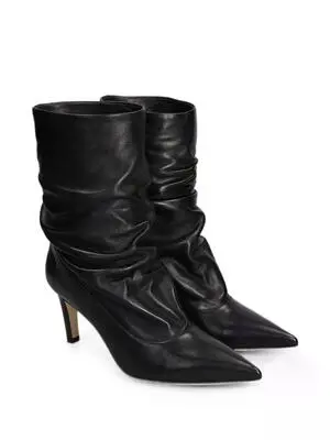 THE SELLER Ruched Pointed-toe Leather Boots