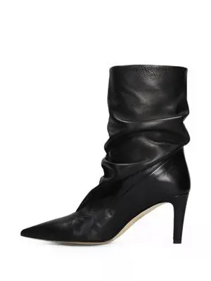THE SELLER Ruched Pointed-toe Leather Boots