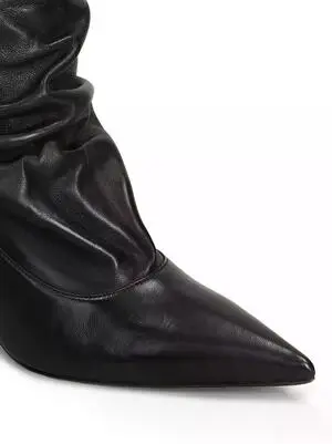 THE SELLER Ruched Pointed-toe Leather High Stiletto Boots