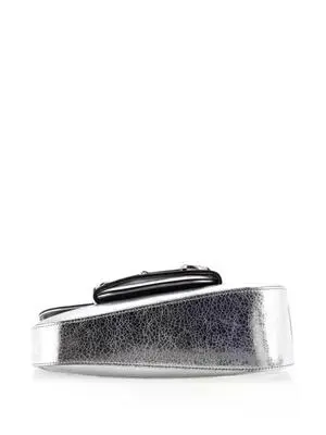 Gucci Horsebit 1955 Asymmetric Leather Small Shoulder Bag - Silver