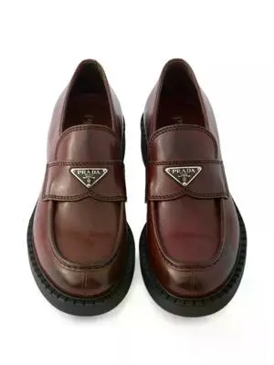 Prada Chocolate Aged Leather Loafers