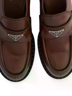 Prada Chocolate Aged Leather Loafers