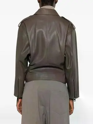 Emporio Armani Belted Leather Jacket - Brown