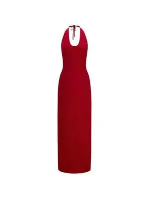 THE ARKOW Cara Halterneck Maxi Dress - Red
