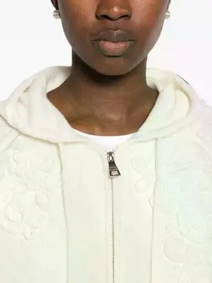 ERMANNO FIRENZE Floral-embroidered Open-knit Hoodie