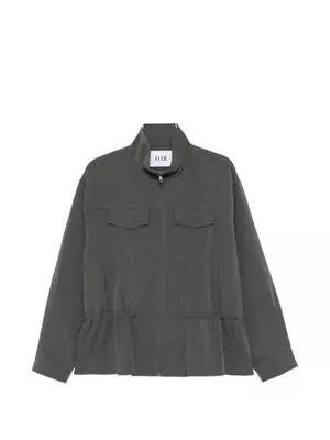 ELEH Pinstripe Drawstring-waist Jacket - Grey