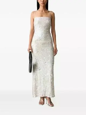 Bardot Sinclaire Sequin-embellished Floral-motif Maxi Dress - Silver