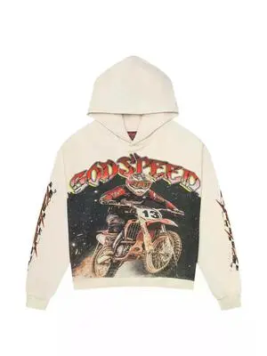 GODSPEED Graphic-print Long-sleeve Hoodie - Neutrals