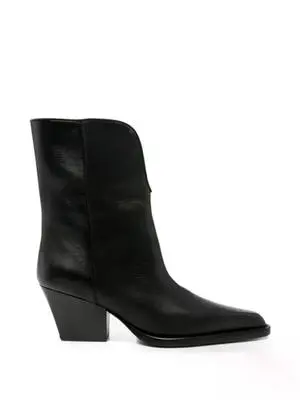 Paris Texas Pointed Toe Leather Ankle Boots - Black