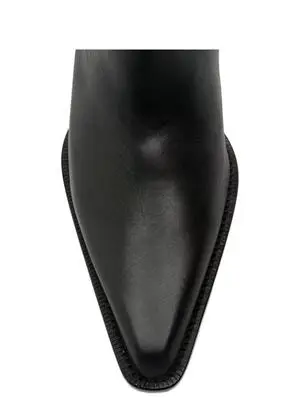 Paris Texas Pointed Toe Leather Ankle Boots - Black