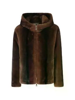 ERMANNO FIRENZE Faux-fur Hooded Jacket - Brown