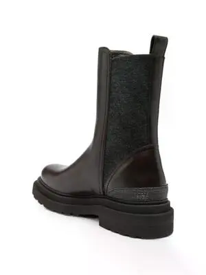 Brunello Cucinelli Monili-embellished Leather Ankle Boots