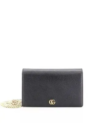 Gucci Petite Gg Marmont Chain Wallet Leather Mini Crossbody Bag - Black