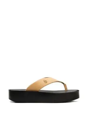 Tory Burch Leather Platform Sandals - Neutrals