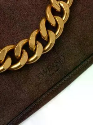 TWINSET Chain-link Suede Shoulder Bag
