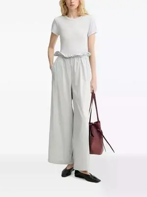 ISABELLE BLANCHE Wide Leg Trousers With Drawstring Ruffled Waist